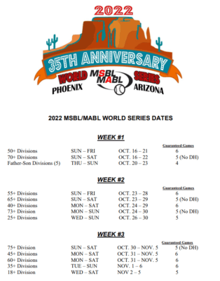 World Series - Men's Senior Baseball league
