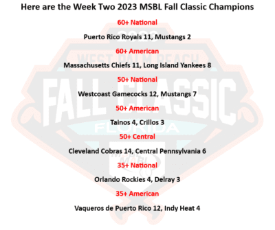 MSBL Fall Classic - Men's Senior Baseball league